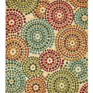 Unique Loom Outdoor Modern Collection Area Rug - Spark (10' x 12' 2" Rectangle, Beige/ Burgundy)
