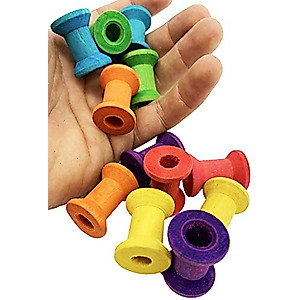 Bonka Bird Toys 2103 Pk12 Wood Bobbins Parrot Foot Craft Talon Cage Part Conure