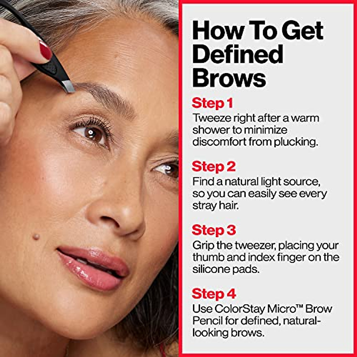 Revlon Revlon Comfort and Control Tweezer, Easy to Use Eyebrow Tool with Wide Grip, 1 count