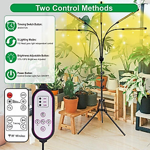 zyzykeji Grow Lights for Indoor Plants,5 Heads Plant Lights for Indoor Plant,LED Full Spectrum Plant Lights,Adjustable Plant Grow Light,4/8/12H Timer,Warm White Grow Lamp for Various Plant
