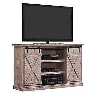 Twin Star Home Sliding Barn Door TV Stand, Ashland Pine