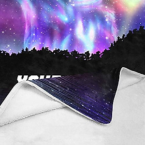 CUXWEOT Custom Throw Blanket with Your Name Text,Personalized Galaxy Wolf Fantasy Super Soft Fleece Blanket for Couch Sofa Bed (50 X 60 inches)