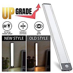 30-LED Motion Sensor Cabinet Light,Under Counter Closet Lighting, Wireless USB Rechargeable Kitchen Night Lights,Battery Powered ,Uniform Light for Wardrobe,Cupboard（Warm Light）-2Pack