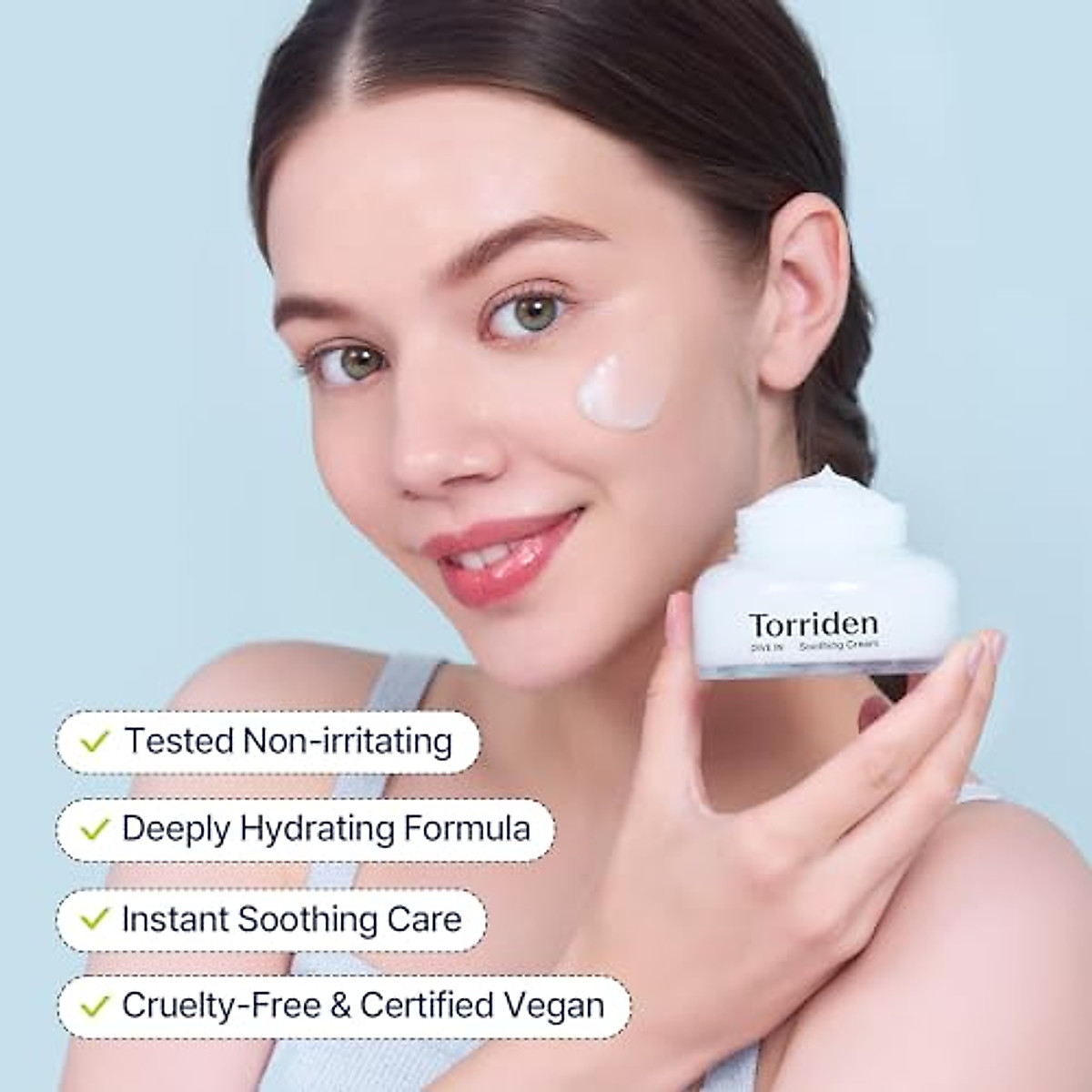 Torriden DIVE-IN Hyaluronic Acid Soothing Cream 3.38 fl oz | Revitalizing Facial Moisturizer for Sensitive, Dry Skin | Fragrance-free, Alcohol-free, No Colorants | Vegan, Cruelty-Free