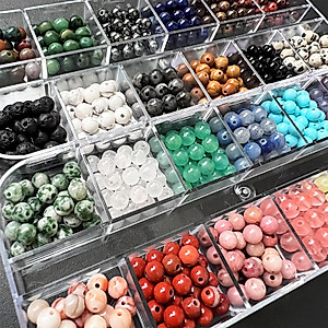 CHCCOYE 4mm Natural Round Stone Beads Gemstone Beading Loose Gemstone Beads DIY Smooth Beads for Bracelet Necklace Earrings Jewelry Making (4mm Stone Beads 600pcs, 24Colours)