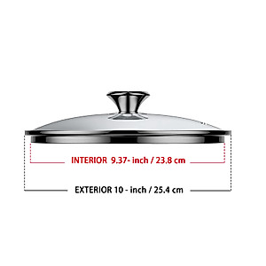 Cook N Home Tempered Glass Lid, 9.5-inch/24cm, Clear