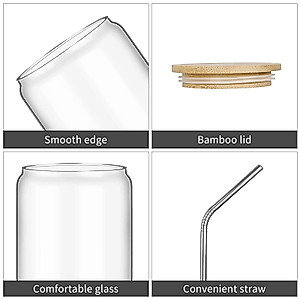 Custom Beer Can Glass Personalized Glass Tumbler Can Cup with Bamboo Lid and Straw Birth Flower Beer Cup Soda Can Glass Coffee Cup Glass Unique Drinking Glass Iced Tea Glass Smoothie to Go Cup