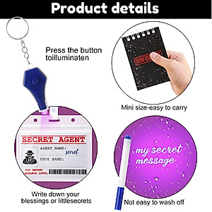 Qilery 72 Pcs Detective Spy Party Favors Include Mini Spiral Notebooks Flashlights With Keychain Invisible UV Light Pens ID Card Holders for Escape Room Birthday Party Supplies Decorations