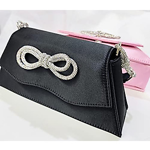 Double Bow Rhinestone Evening Handbag for Women Mini Hobo Bag Tote Bag Elegant Purses for Wedding Travel Party
