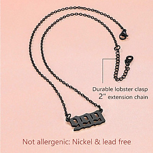 FindChic Dainty Black Angel Number Necklace for Women Men Stainless Steel Numberal 999 Pendant Jewelry Gift for Daughter Mom Wife Girlfriend