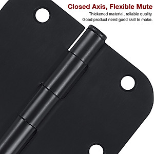 30 Pack Matte Black Door Hinges 3.5 x 3.5 Inch, Interior Rounded Door Hinges with 5/8" Radius, Heavy-Duty Black Hinges for Doors Standard Bedroom Office Door Hardware Removable Pin,RV,Garage,Shed