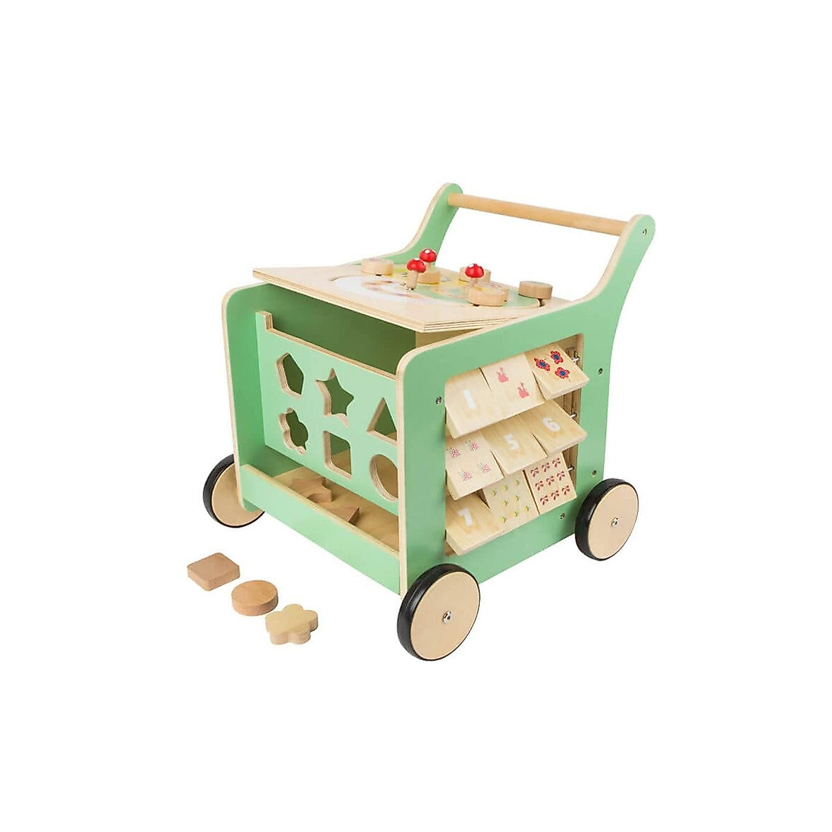 Small Foot Wooden Toys Premium Pastel Wooden Baby Walker and playcenter Move it! Designed for Toddlers 12+ Months, Multi (10947)