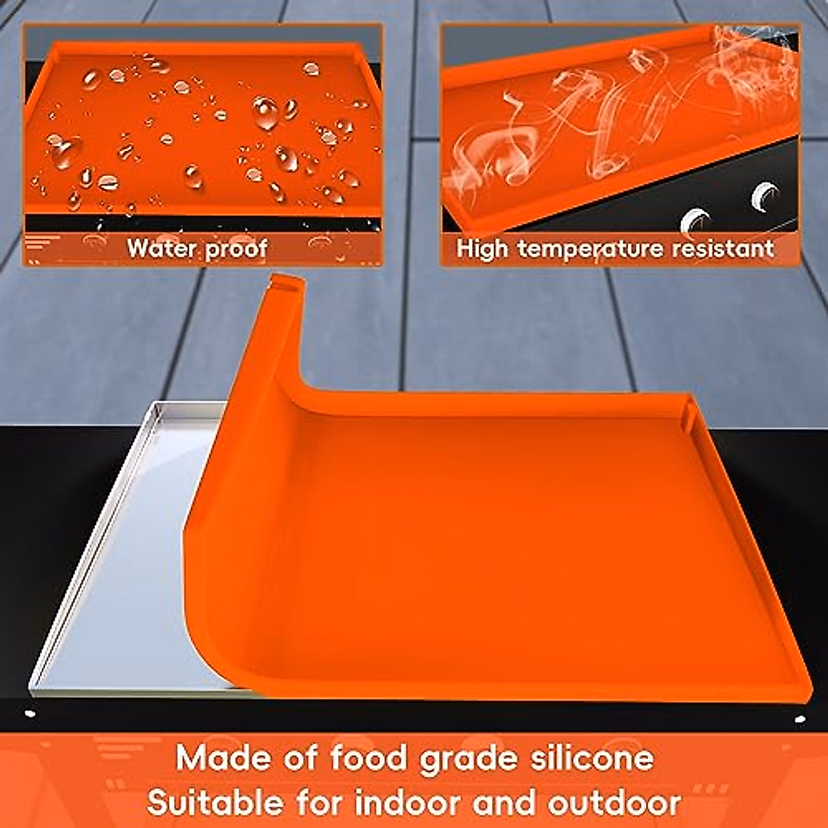 Lecivan 28" Silicone Griddle Mat for Blackstone, Full-Edge Griddle Covers for Blackstone Grill Accessories, Silicone All-Season Griddle Protective Mat for Outdoor Grilling