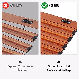 PORTAL Lightweight Aluminum Folding Square Table Roll Up Top 4 People Compact Table with Carry Bag for Camping, Picnic, Backyards, BBQ, Brown