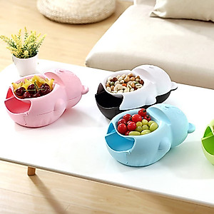 Hemoton Double Layer Snack Bowl with Phone Holder Bear Shape Lazy Candy Dish Nut Serving Plate Organizer for Pistachio Sunflower Seeds Edamame (Pink)