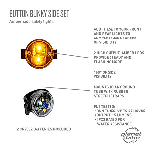 Planet Bike Button Blinky Amber Bike Side Lights