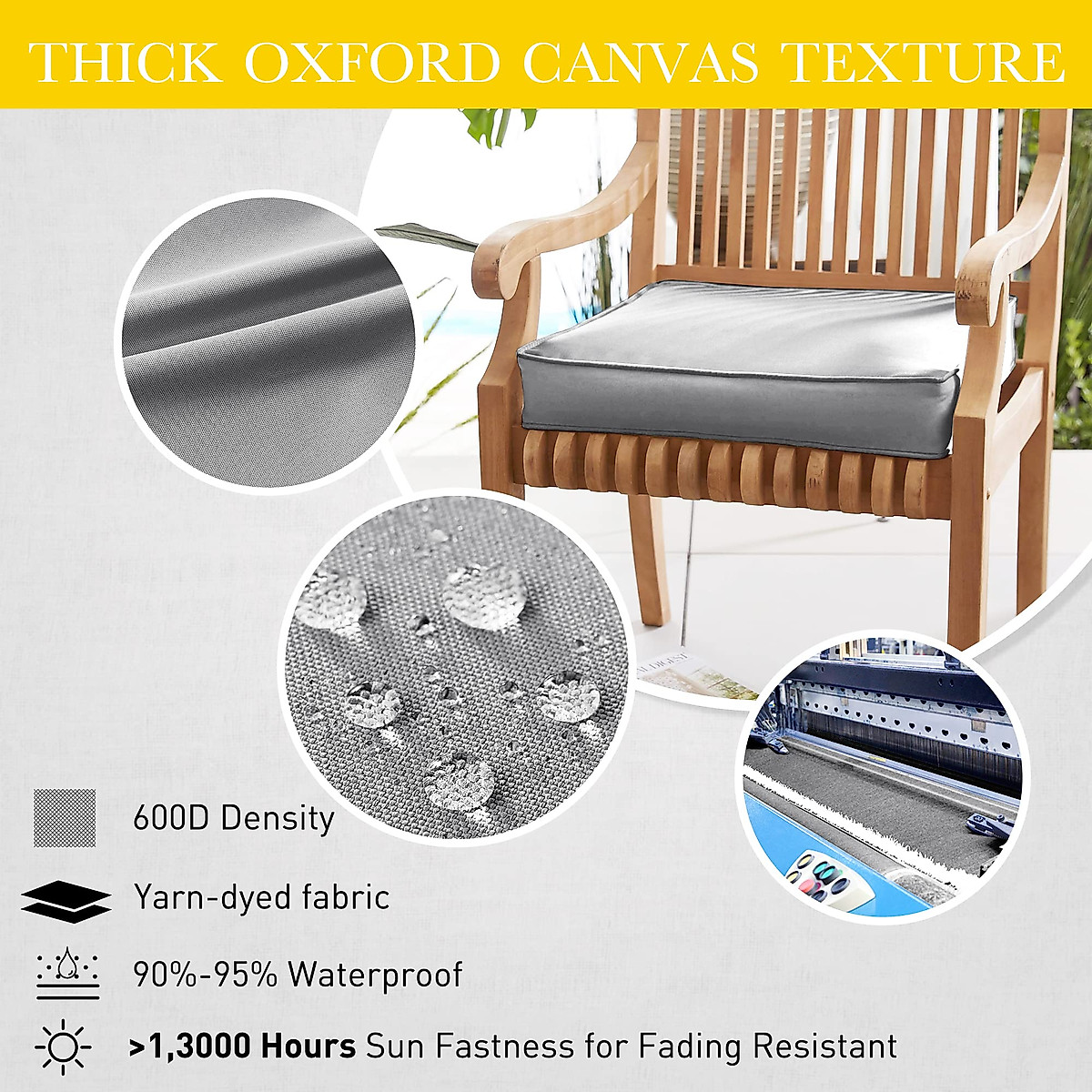 NICETOWN 2 Pack 22 x 20 x 4 inch Patio Chair Cushion Covers for Outdoor Furniture, Fade Safe Long Lasting Patio Furniture Cushion Covers Replacement for Indoor Outdoor with 4 Buckle Straps, Grey