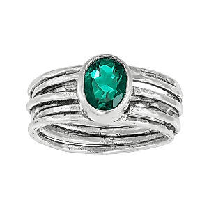 Silpada 'the Empowerment' Sterling Silver Lab-Created Emerald Ring, Size 8, Size 8