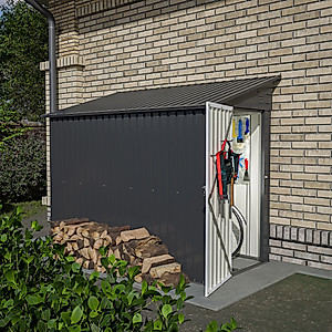 QGQURH 4' x 8' Outdoor Storage Shed Clearance with Lockable Door Metal Garden Tool Storage Shed 2 Air Vents for Backyard Garden Patio Lawn,Black