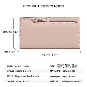 Cnoles Genuine Leather Wallet for Women Large Capacity Wristlet Bifold Ladies Purse Multi Card Organizer Pink