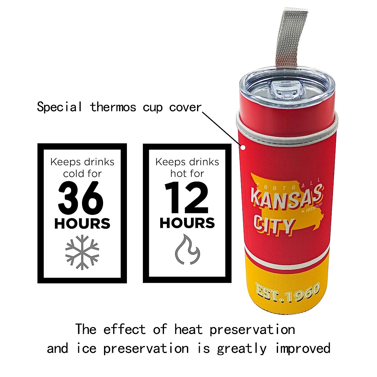 LANJAO Tumbler 20oz Straight Skinny Car Cups With Insulated Cup Sleeve Portable Handle, Sports Travel Coffee Mug, Stainless Steel, Insulated,Classic Collection Gifts for Men Women Fans