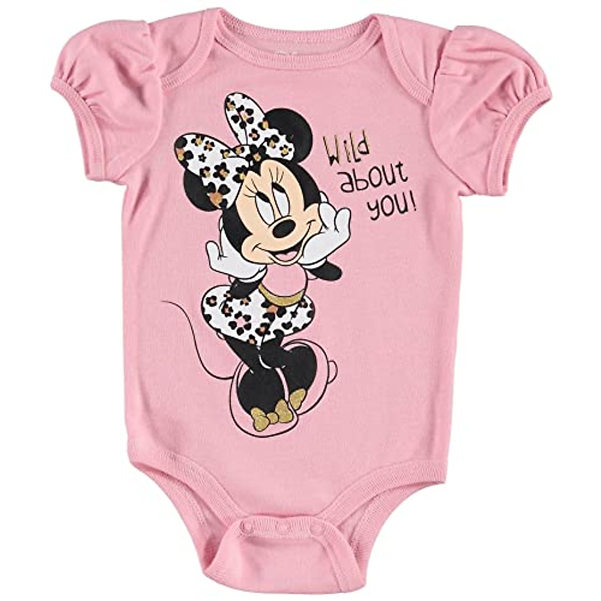Disney Minnie Mouse Newborn Baby Girls 4 Piece Outfit Set: Bodysuit Pants Bib Hat Pink 3-6 Months