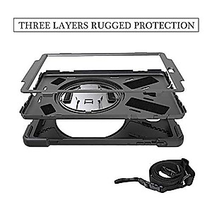 KIQ Case for Galaxy Tab A 10.5 Case T590 2018, Shockproof Heavy Duty Military Armor Hybrid Cover Kickstand for Samsung Galaxy Tab A 10.5 2018 SM-T590 (Shield Black)