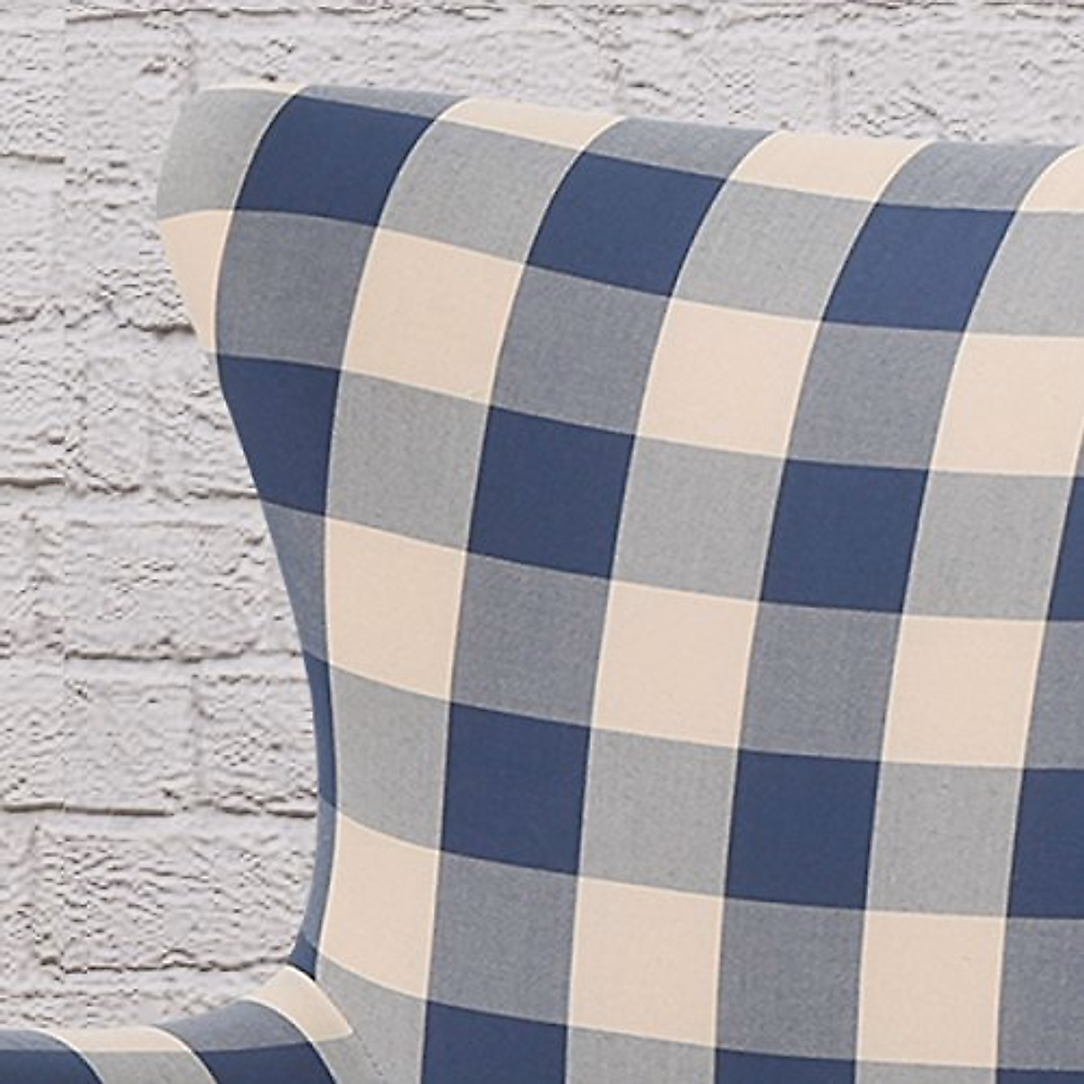 Christopher Knight Home Oliver Farmhouse Armchair, Checkerboard, Polyester and Birch Wood, Blue Floral