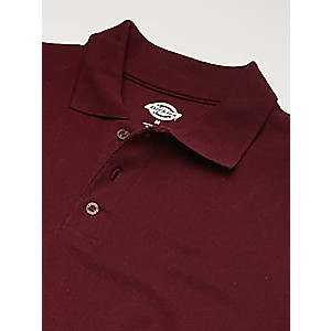Dickies Men's Short Sleeve Pique Polo, Burgundy, Medium