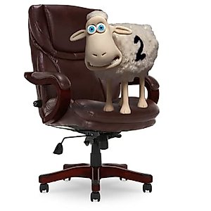 Serta Big and Tall Executive Office Chair with Wood Accents Adjustable High Back Ergonomic Lumbar Support, Bonded Leather, 30.5D x 27.25W x 47H in, Chestnut Brown