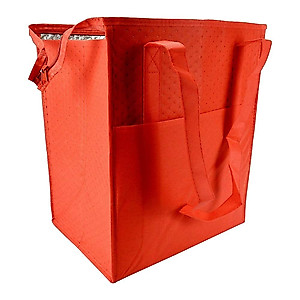 BAGedge Insulated Grocery Bags, Set of 2 Reusable Shopping Bags for Groceries, Food Delivery Bags for Hot and Frozen Foods - Red