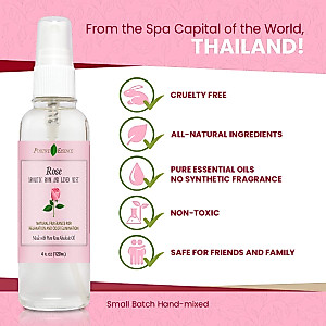 Rose Linen and Room Spray, Natural Pillow Spray Made with Pure Rose Essential Oils, Relaxing Home Fragrance or Toilet Spray, Rose Water Spray