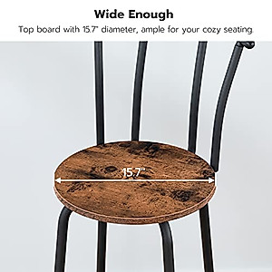 HOOBRO Bar Stools with Back, Set of 2 Bar Chairs, 27.8 Inch Counter Height bar stools, Breakfast Bar Chairs, Solid and Stable, Easy Assembly, Rustic Brown and Black BF04BY01G1