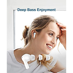 TECNO True Wireless Bluetooth Earbuds, Wireless in Ear Headphones with Charging Case, Wireless Bluetooth Headphones Noise Cancelling, IPX5 Waterproof and Deep Bass for Sports Buds1 White