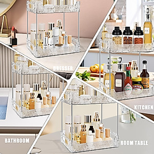 TENDER EPOCH 2-Tier Bathroom Counter Organizer Countertop Storage, Dresser Organizer Vanity Tray for Makeup, Perfume Organizer Cosmetics Skincare Shelf Organizer - Clear