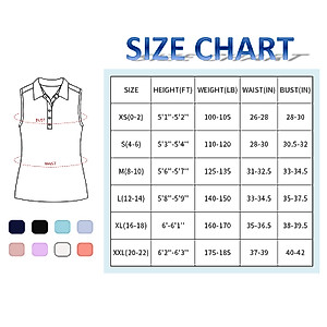 CQC Women's Golf Tennis Sleeveless Polo Shirts Quick Dry Athletic Tank Tops UPF 50+ Black M
