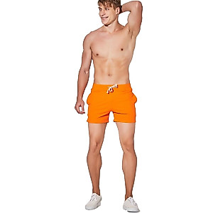 JackieLove Men's & Women's 3" Sweat Gym Running Workout Athletic Short Training Lounge Cotton Shorts Bottoms Orange