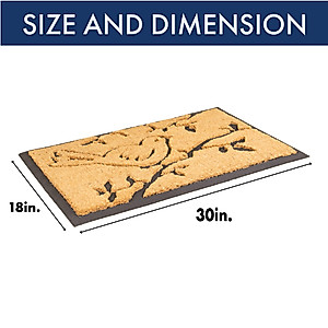 NoTrax, Bird on Branch, Rubber-Backed Natural Coir Doormat, Entry Mat for Indoor or Outdoor Use, 18"x30", C04 (C04S1830BC)