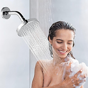 Nuodan Shower Arm with Flange, 6 Inches Wall Mount Replacement Shower Head Arm For Fixed Shower Head and Handheld Showerhead, Chrome