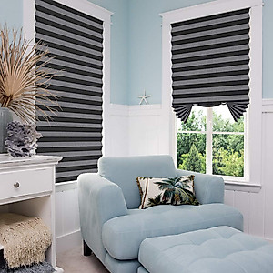 SEEYE Blackout Temporary Blinds Cordless Shades Fabric Pleated Fabric Shade Easy to Cut and Install, 48" W x 72" L - 1 Pack, Black, with 2 Clips