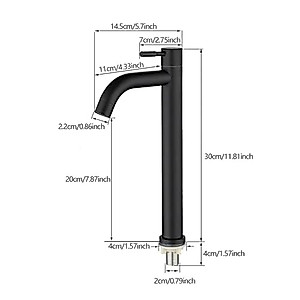 Stainless Steel Quick Opening heightened Single Cold Kitchen Sink Faucet Bathroom Above Counter Basin Faucet(BlackB)