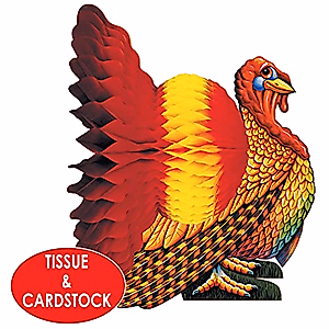 Beistle Tissue Paper Turkey Centerpiece For Thanksgiving Party Decoration Autumn Fall Harvest Home Decor