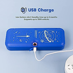 Enjoy Myself Planet Space Fingerprint Unlock Pencil Case, Portable Personal Security Stationery Box for for Teens Girls Boys Adults Student, Gift Back to School Supplies for Kids