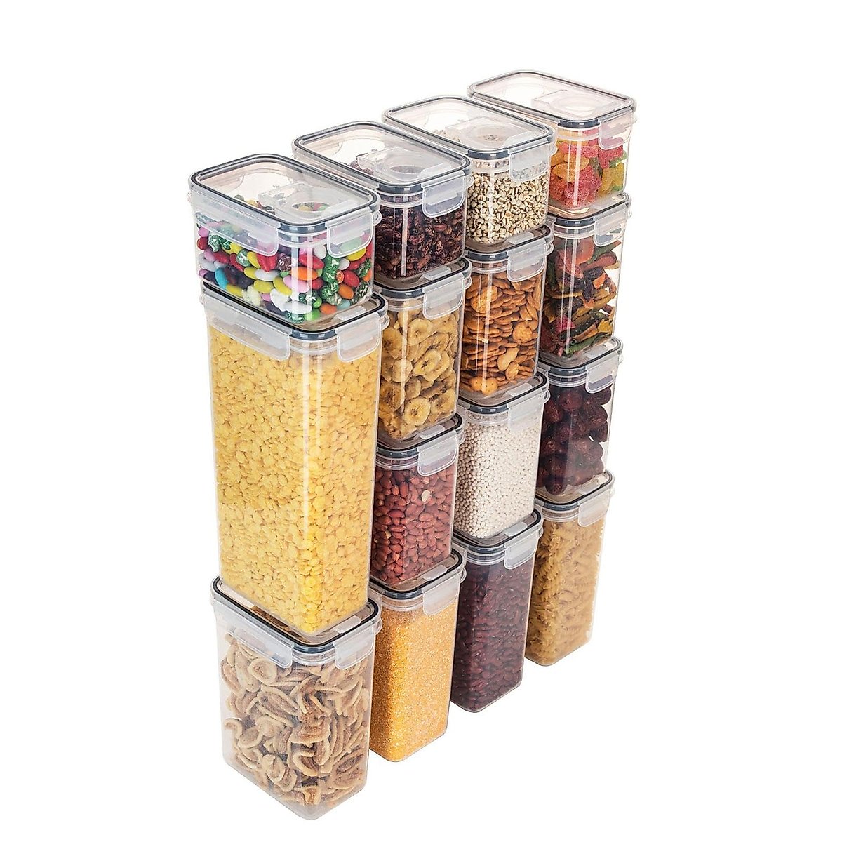 Llazsybz Airtight Clear Storage Containers, Transparent Fresh Keeping Storage Containers with Lids, Pantry Stackable Storage Organizer Keeping Box, 1.6L