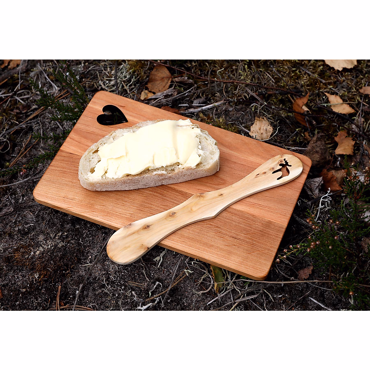 Butter knife - Handmade from Nordic untreated Juniper wood - Unique Elk Shape Handle