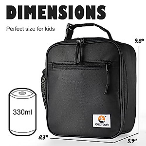 CaCTOUR Lunch Box Kids,Premium Insulated Lunch Bag for Girls Boys,Soft Bag Mini Cooler Back to School Thermal Reusable Lunch Bag for Work School Picnic (Black)