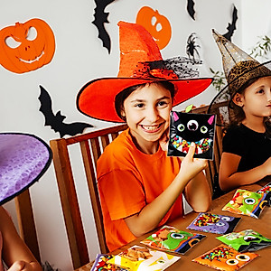 Cholemy 300 Pieces Halloween Treat Bags Self Adhesive Trick or Treat Candy Bags Bulk Witch Bat Clear Plastic Cellophane Bags for Happy Halloween Party Favors Cookies Goodies Wrapping (Funny)