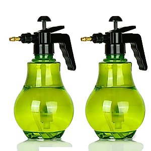 Handheld Garden Pump Sprayer,2 Pack Lawn & Garden Pressure Water Mister Spray 0.4 Gallon Bottle with Adjustable Brass Nozzle, Clear Green Hand Pressure Pump Sprayer Bottles for Plants (1.5L Green)