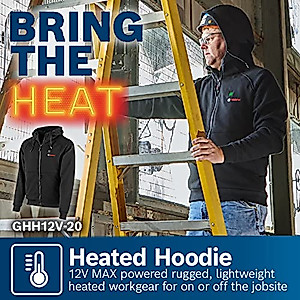 BOSCH GHH12V-20MN12 12V Max Heated Hoodie Kit with Portable Power Adapter - Size Medium