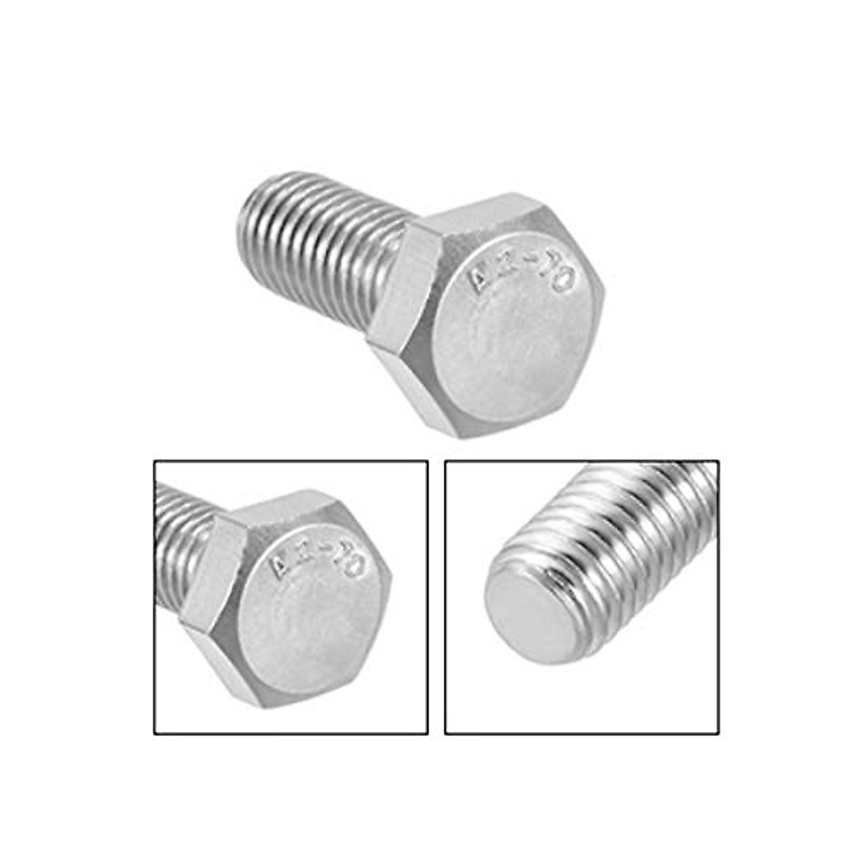 L-A M10 Hex Bolt M10-1.5 x 20mm UNC Hex Head Screw Bolts A2-70(304) Stainless Steel Fully Threaded Hex Tap Bolts (5 Pcs)